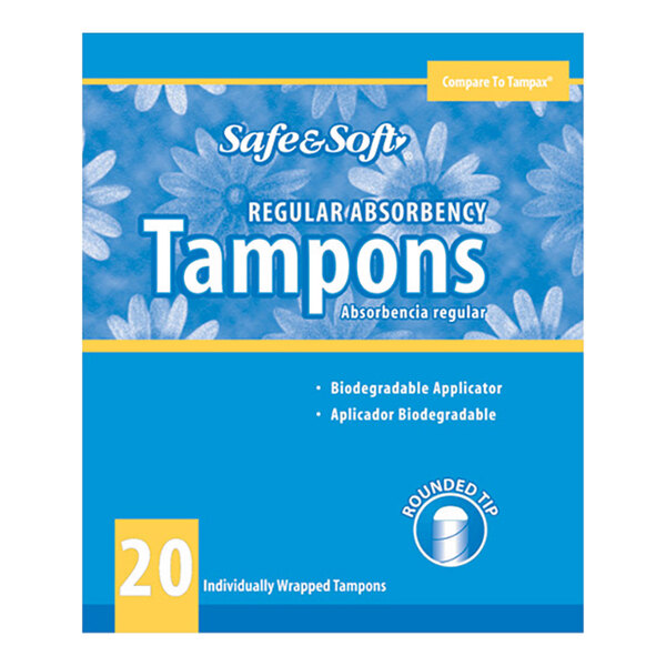 Hospeco Safe n Soft 20-Count Unscented Tampon with Cardboard Applicator ...