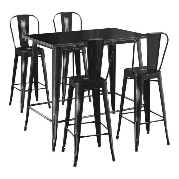 Lancaster Table & Seating Alloy Series 48" x 30" Distressed Onyx Black ...