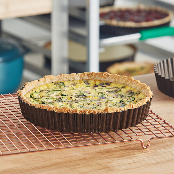 Gobel 8 11/16" x 1 3/8" Round Fluted Deep Non-Stick Tart / Quiche Pan ...