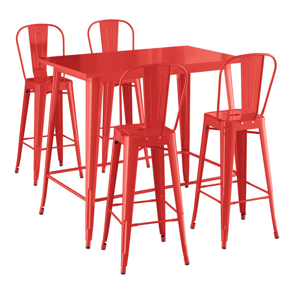 Lancaster Table & Seating Alloy Series 48" x 30" Ruby Red Bar Height ...