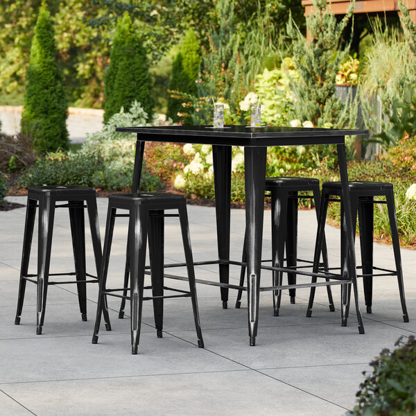 Lancaster Table & Seating Alloy Series 48" x 30" Distressed Onyx Black ...