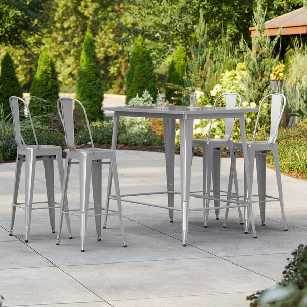 Lancaster Table & Seating Alloy Series 48" x 30" Nickel Gray Bar Height ...