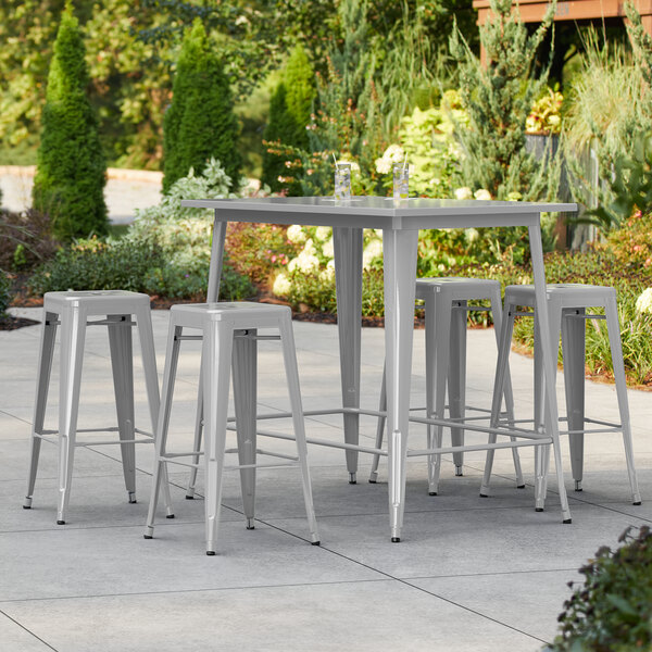 Lancaster Table & Seating Alloy Series 48" x 30" Nickel Gray Bar Height ...