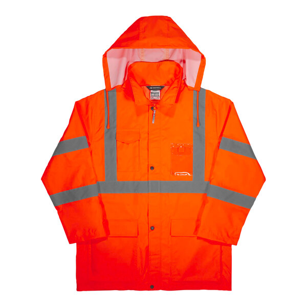 Ergodyne GloWear 8366 Type R Class 3 Hi-Vis Orange Light Weight Rain Jacket 24366 - 2X