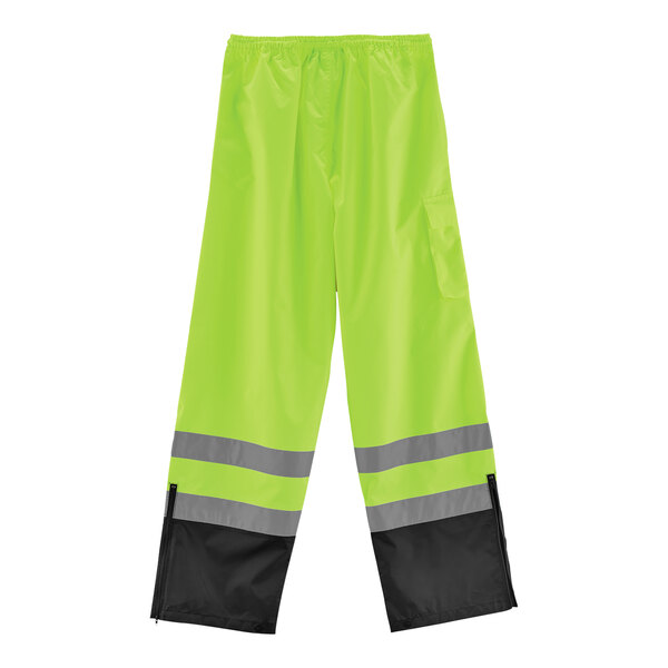Ergodyne GloWear 8915BK Class E Hi-Vis Lime Breathable Rain Pants with Black Bottom 25427 - 3X