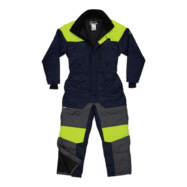 Ergodyne N-Ferno 6475 Navy / Hi-Vis Yellow Insulated Freezer Coveralls ...