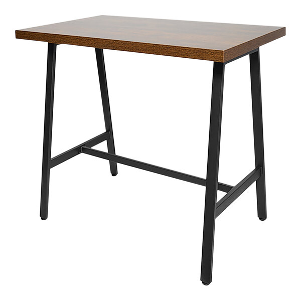 BFM Seating Atlas Black Powder-Coated Steel A-Frame Bar Height Table ...