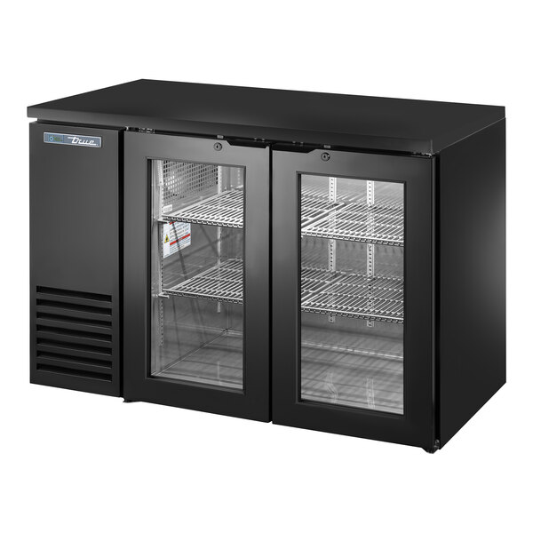 True TBB24-48-2G-Z1-BST-B-1 48 1/8" Black Glass Door Back Bar ...