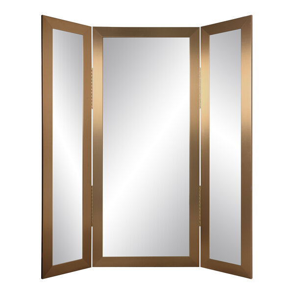 BrandtWorks 64" x 71" Gold Trifold Dressing Mirror