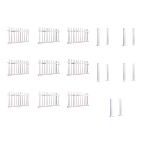 Mod-Fence Mod-Picket 54' White Picket Fence Starter Kit with 9 Fence ...