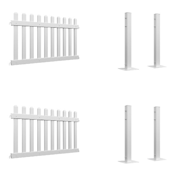 Mod-Fence Mod-Picket 12' White Picket Fence Starter Kit with 2 Fence ...