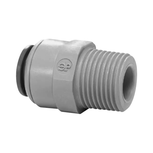 John Guest® PI010823S 1/4" x 3/8" NPTF Gray Acetal Push-To-Connect Male Connector