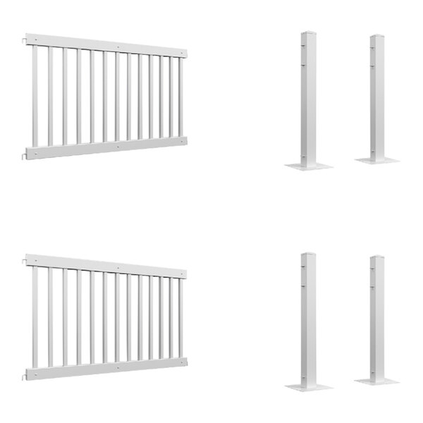 Mod-Fence Mod-Traditional 12' White Traditional Fence Starter Kit with ...
