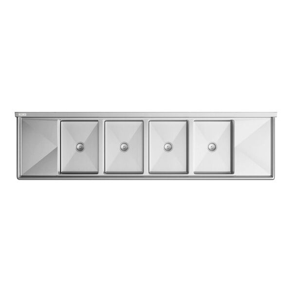 Regency 114" 16-Gauge Stainless Steel 4 Compartment Commercial Sink ...
