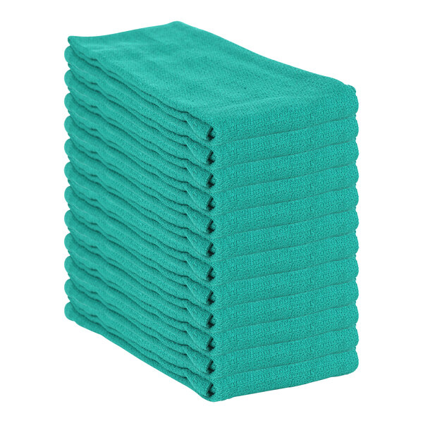 Monarch Brands 16" x 26" Hunter Green 100% Cotton Huck Towel - 120/Case