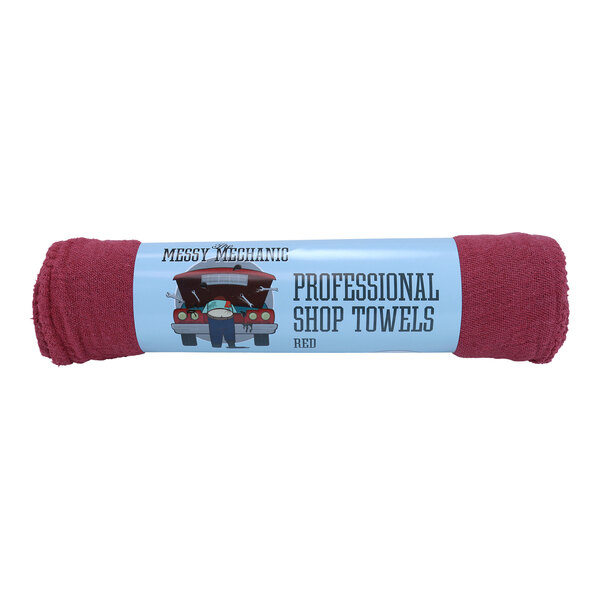 Monarch Brands Messy Mechanic 13" x 14" Red 100% Cotton Shop Towel ...