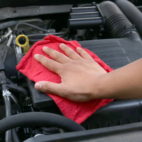 Monarch Brands Messy Mechanic 13" x 14" Red 100% Cotton Shop Towel ...