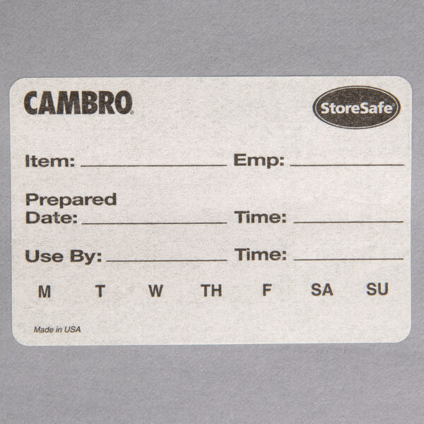 Cambro 23SL 100-Count StoreSafe 3" x 2" Printed Dissolvable Product ...