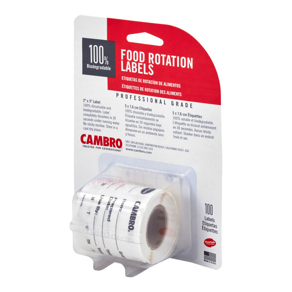 Cambro 23SL 100-Count StoreSafe 3" x 2" Printed Dissolvable Product ...