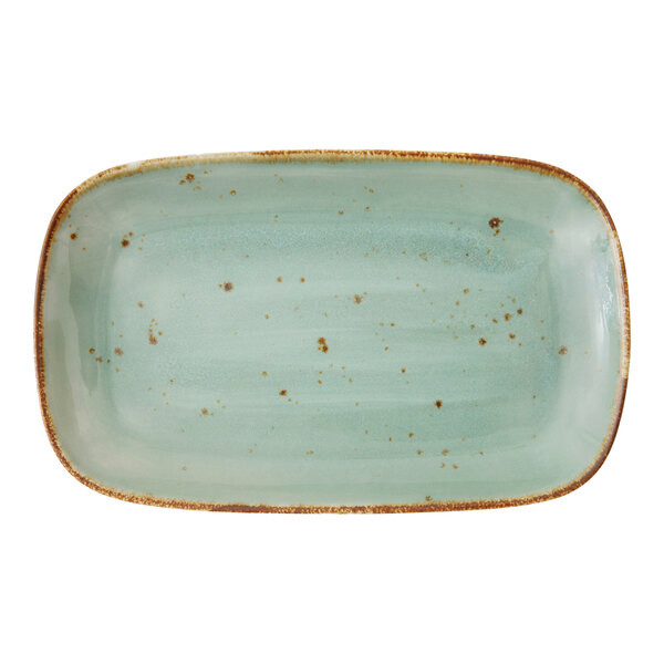 Erthe by Fortessa Basics 11" x 7" Celadon TechnoCeram Rectangular ...