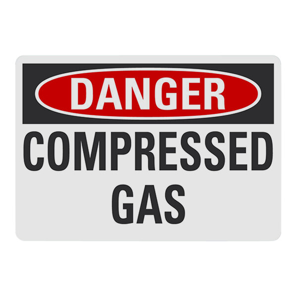 Lavex 10" x 7" Non-Reflective Adhesive Vinyl "Danger / Compressed Gas ...