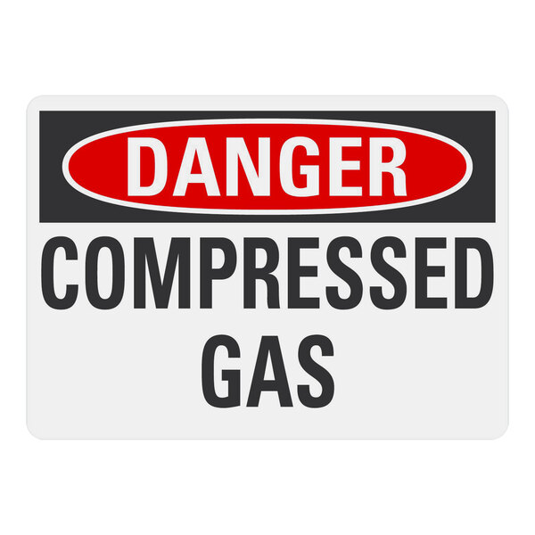 Lavex 10" x 7" Non-Reflective Adhesive Vinyl "Danger / Compressed Gas ...