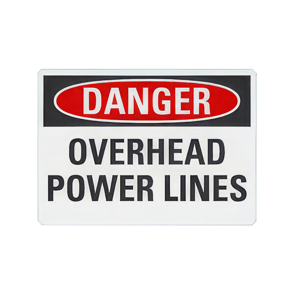 Lavex 14" x 10" Non-Reflective Plastic "Danger / Overhead Power Lines ...
