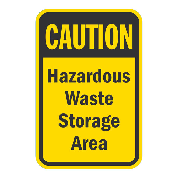 Lavex 18" x 12" Reflective Aluminum "Caution / Hazardous Waste Storage ...