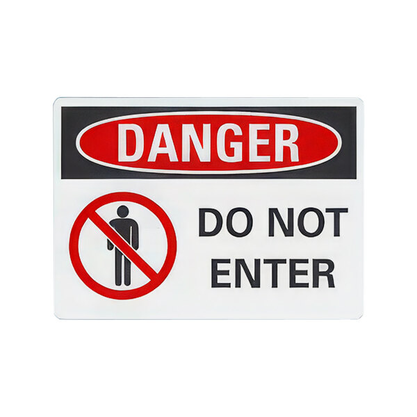Lavex 10" x 7" Non-Reflective Adhesive Vinyl "Danger / Do Not Enter ...