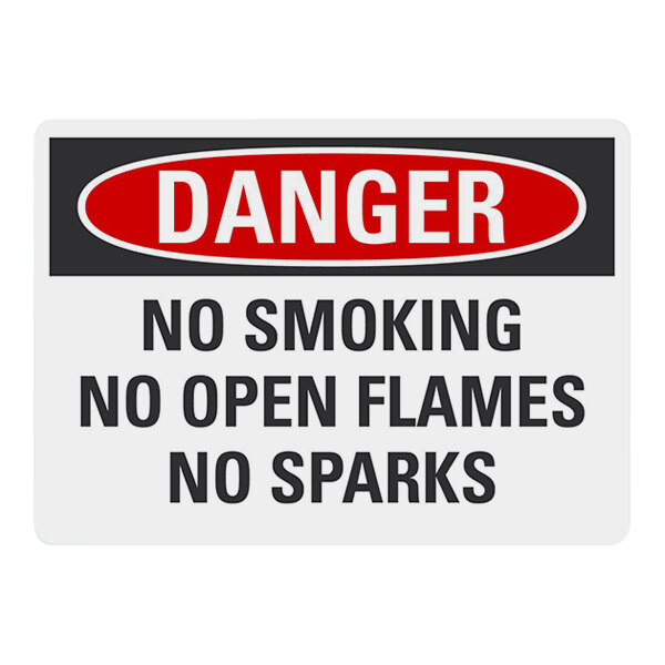 Lavex 14" x 10" Non-Reflective Plastic "Danger / No Smoking / No Open ...