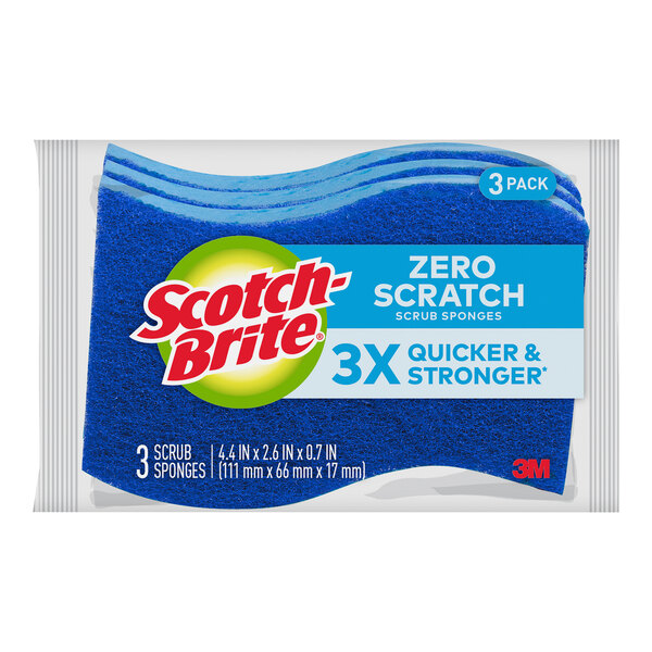 3M Scotch-Brite™ 7100283216 Zero Scratch Scrub Sponge - 3/Pack