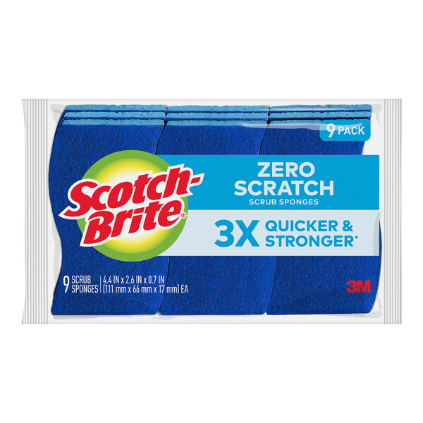3M Scotch-Brite™ 7100282772 Zero Scratch Scrub Sponge - 9/Pack