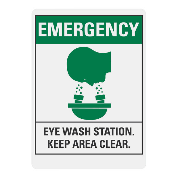 Lavex 7" x 10" Non-Reflective Aluminum "Emergency / Eye Wash Station ...