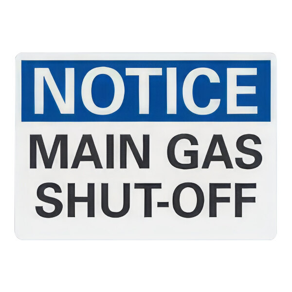 Lavex 14" x 10" Non-Reflective Adhesive Vinyl "Notice / Main Gas Shut ...