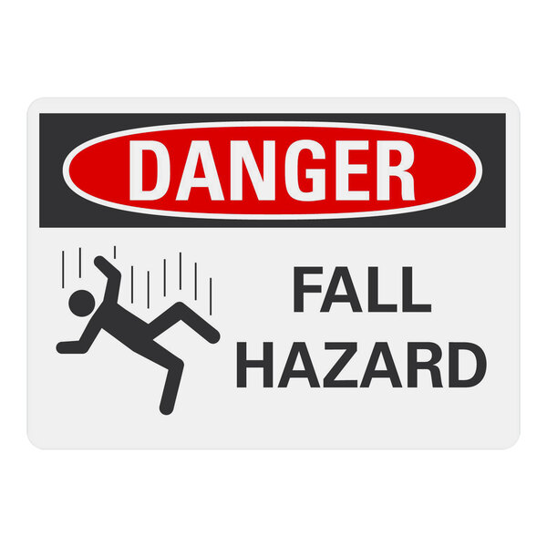 Lavex 10" x 7" Non-Reflective Aluminum "Danger / Fall Hazard" Safety Sign