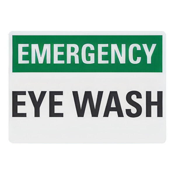 Lavex 10" x 7" Non-Reflective Adhesive Vinyl "Emergency / Eye Wash ...