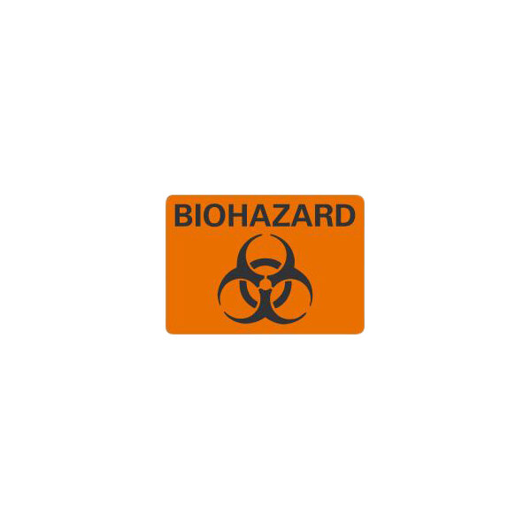 Lavex 10" x 7" Non-Reflective Adhesive Vinyl "Biohazard" Safety Label