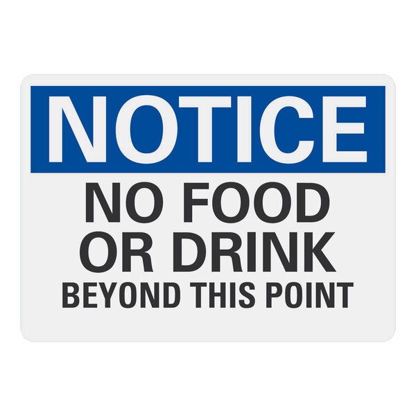 Lavex 14" x 10" Non-Reflective Adhesive Vinyl "Notice / No Food Or ...