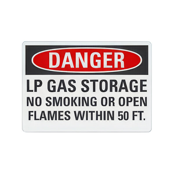 Lavex 10" x 7" Non-Reflective Adhesive Vinyl "Danger / LP Gas Storage ...