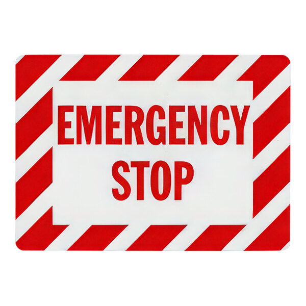 Lavex 10" x 7" Non-Reflective Adhesive Vinyl "Emergency Stop" Safety Label