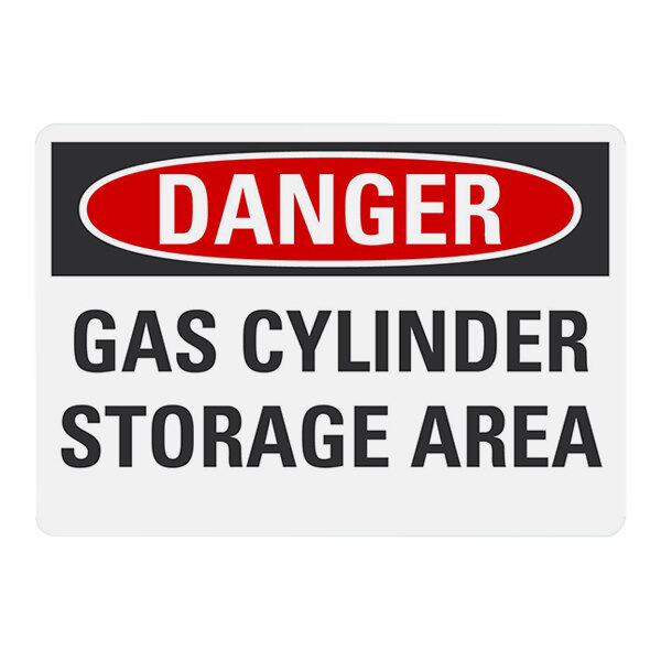 Lavex 10" x 7" Non-Reflective Plastic "Danger / Gas Cylinder Storage ...