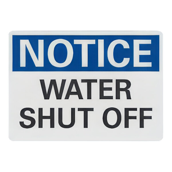 Lavex 14" x 10" Non-Reflective Plastic "Notice / Water Shut Off" Safety ...
