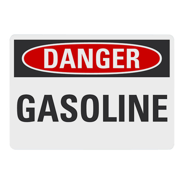 Lavex 5" x 3" Non-Reflective Adhesive Vinyl "Danger / Gasoline" Safety ...