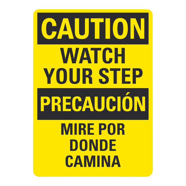 Lavex 14" x 10" Non-Reflective Plastic Bilingual "Caution / Watch Your ...