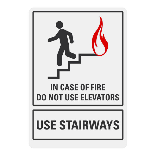 Lavex 14" x 10" Non-Reflective Adhesive Vinyl "In Case of Fire / Do Not ...