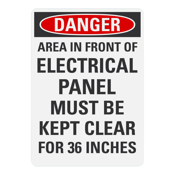 Lavex 14" x 10" Non-Reflective Adhesive Vinyl "Danger / Area In Front ...