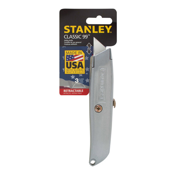 Stanley Classic 99 6" Steel Retractable Utility Knife with 3 Heavy-Duty ...