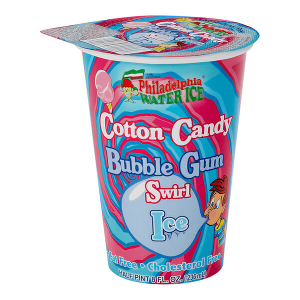 Philadelphia Water Ice Cotton Candy Bubble Gum Swirl Italian Ice 8 oz ...
