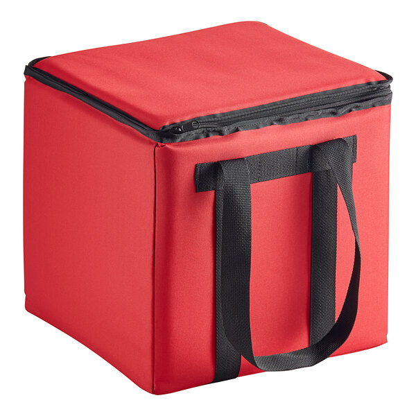 Sterno Customizable 14 1/2" x 14 1/2" x 14" Small Red Nylon Insulated ...