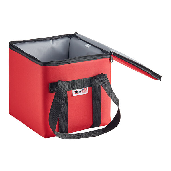 Sterno Customizable 11 1/2" x 11 1/2" x 12" Large Red Nylon Insulated ...